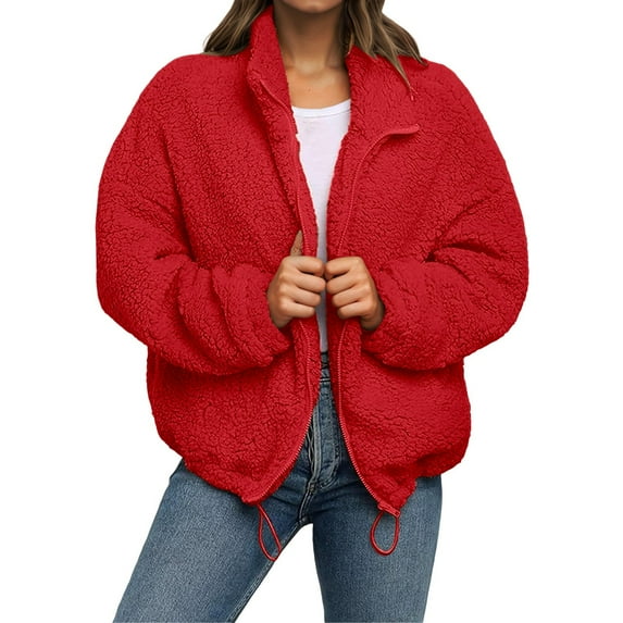 Fuzzy Fleece Jacket Cozy Pullover Jacket Soft Loose Fit Long Sleeve ...