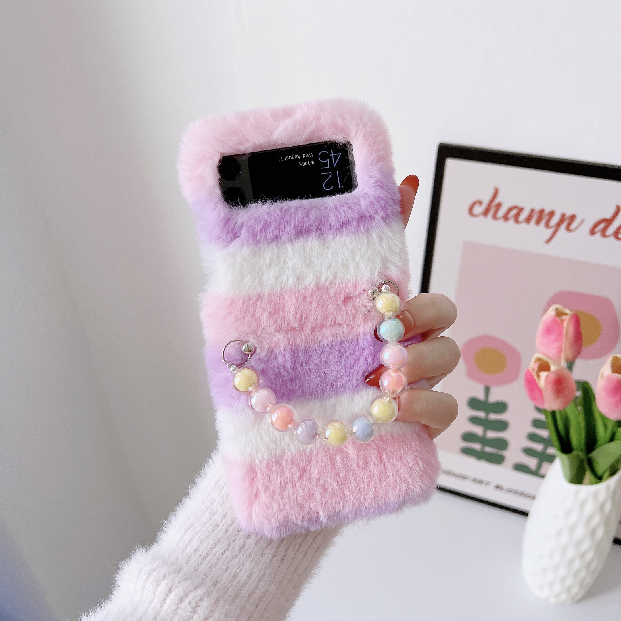 Fuzzy Fluffy Cases Compatible with Samsung Galaxy Z Flip 3 - Cute Furry ...