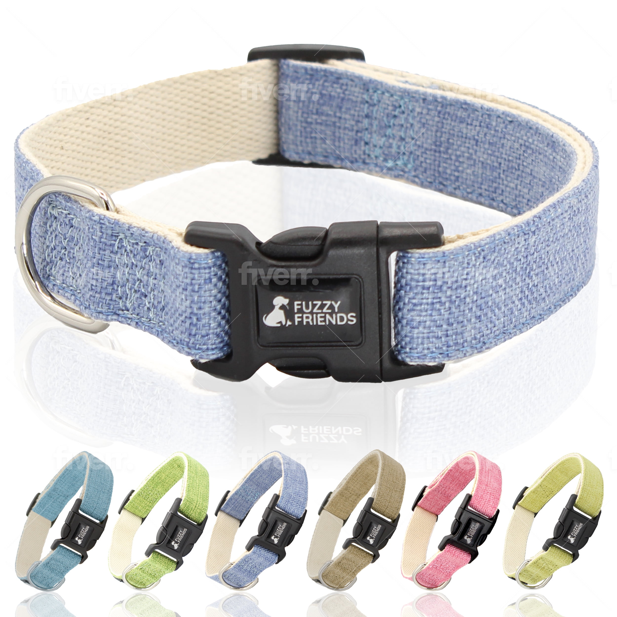 Fuzzy Friends Dark Blue Hemp Dog Collar. Chemical free, environment ...