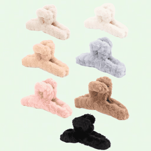 Fuzzy Hair Clips Set of 7, 4.5 Inch Claw Clips for Thick Hair, Perfect ...