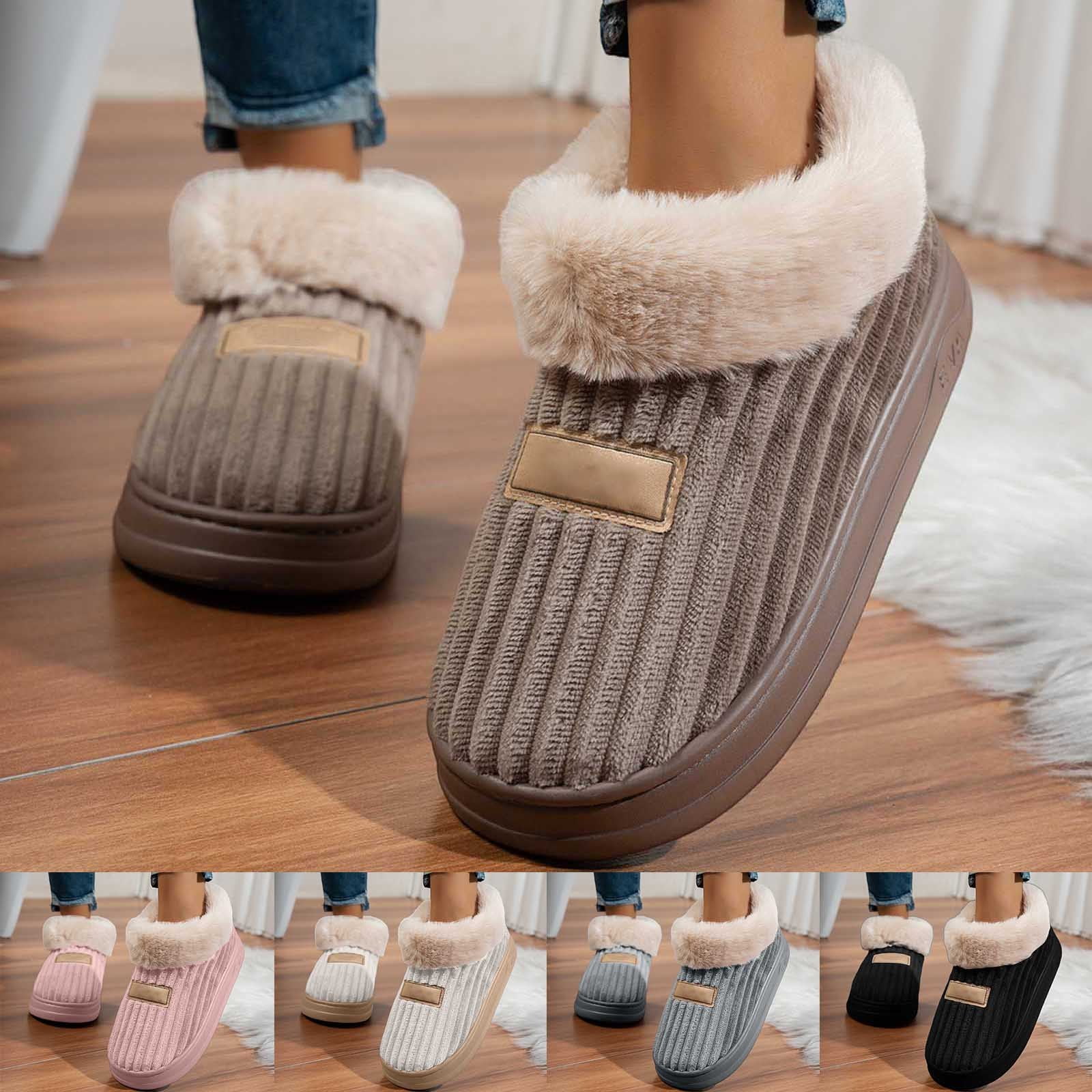 Fuzzy House Slippers Women Fuzzy Scuff Bedroom Slipper Shoes Comfy ...