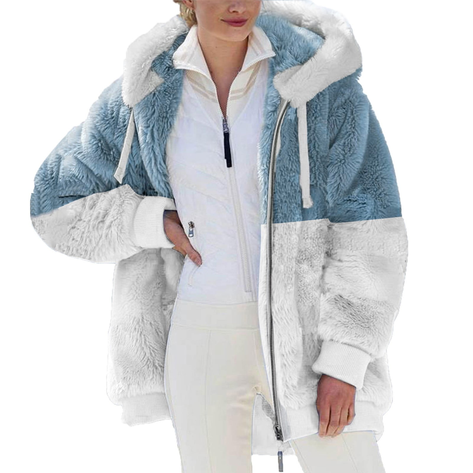 Fuzzy Jackets for Women Deals! KBODIU Women's Fluffy Sherpa Coat ...