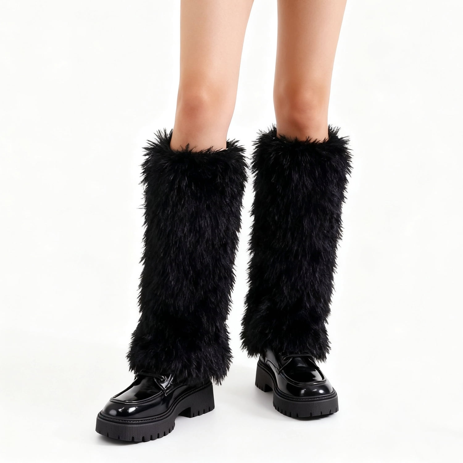 Fuzzy Leg Warmers for Women, Faux Fur Furry Boot Covers Winter Warm ...