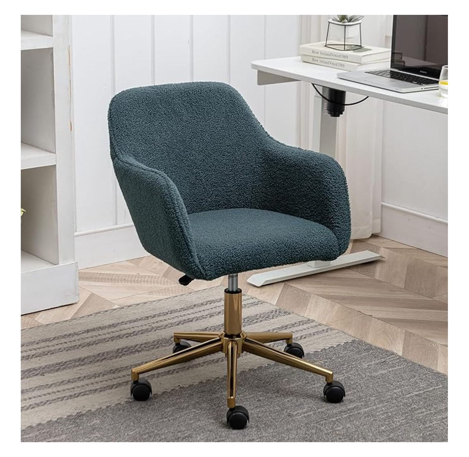 Fuzzy Office Chair, Furry Swivel Desk Chair for Women, Adjustable ...