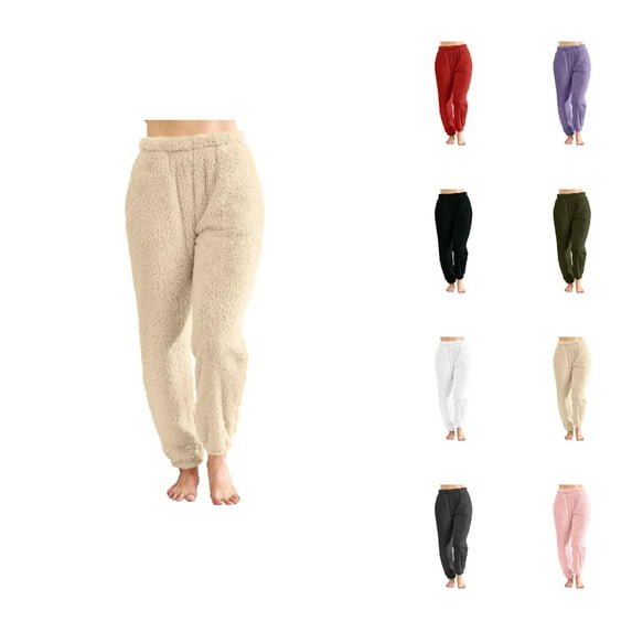 Fuzzy Pajama Pants Women 2026 Winter Soft Thermal Fuzzy Long Lounge ...