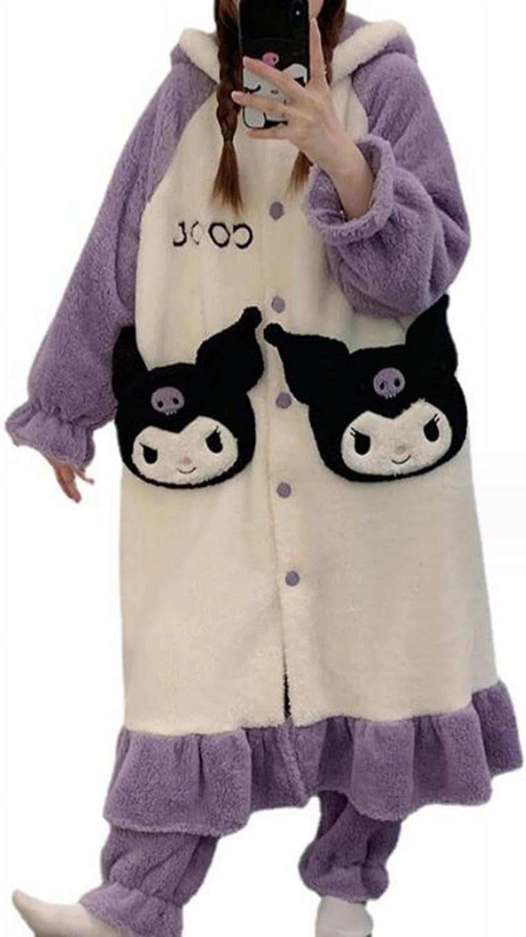 Fuzzy Pajama Set for Women Soft Plush Robe and Fleece Pants 2 Piece ...