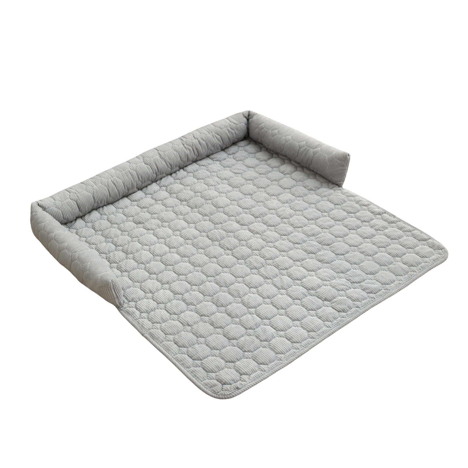 Fuzzy Pet Couch Cover Sofa Protector Calming Dog Bed Mat With Bolster ...