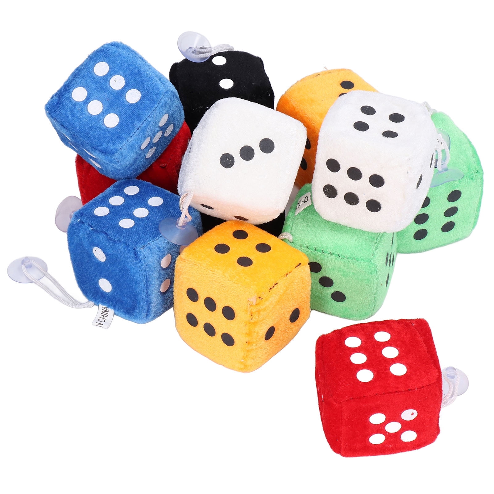 Fuzzy Plush Dice For Car Mirror, 6 Pair Of Retro 2.4in Dice With White ...