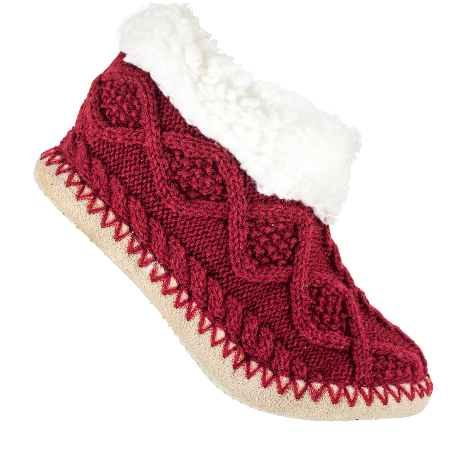 Fuzzy Shea Butter Infused Sweater Knit Booties Burgundy-Small/Medium ...