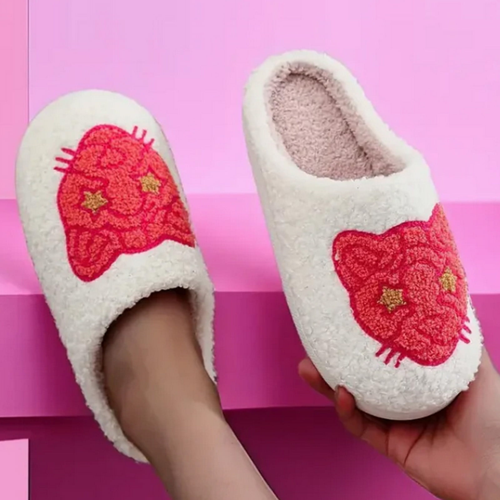 Fuzzy Slip On Slippers Women's Warm Cozy Soft Lightweight Memory Foam ...