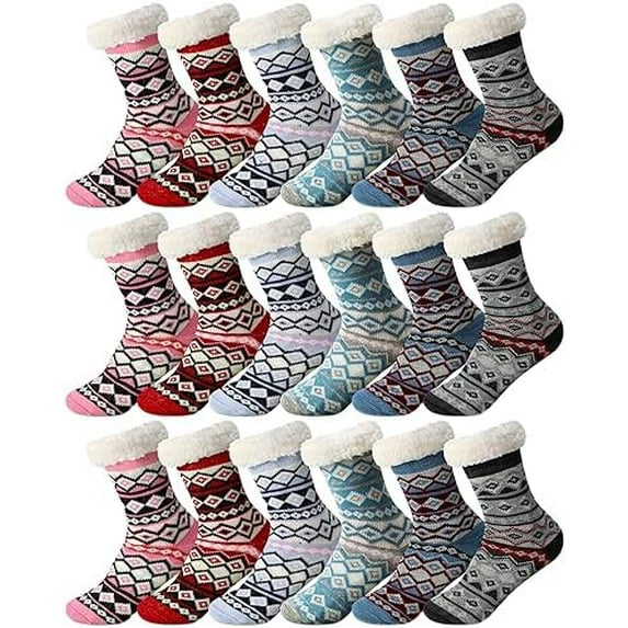Fuzzy Slipper Sock for Women Men Soft Winter Warm Fluffy Socks Thick Non Slip Fleece Socks for ...