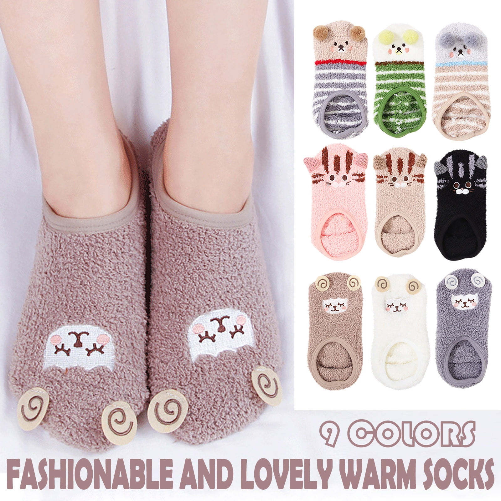 Fuzzy Slipper Socks with Grippers for Women and Men -NonSocks / No Slip ...
