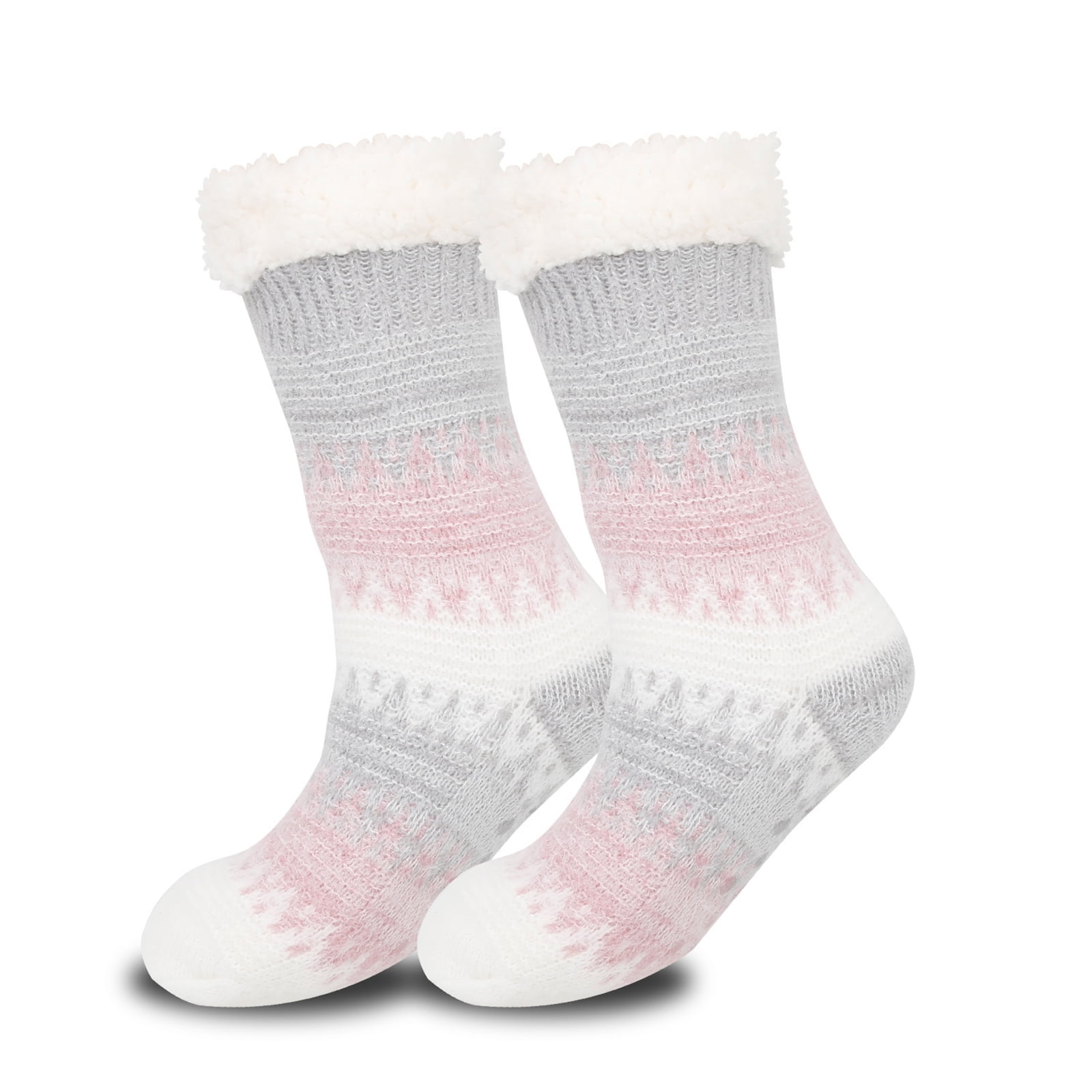 Fuzzy Slipper Socks for Women Girls - Socks with Grips, Sherpa Animal ...