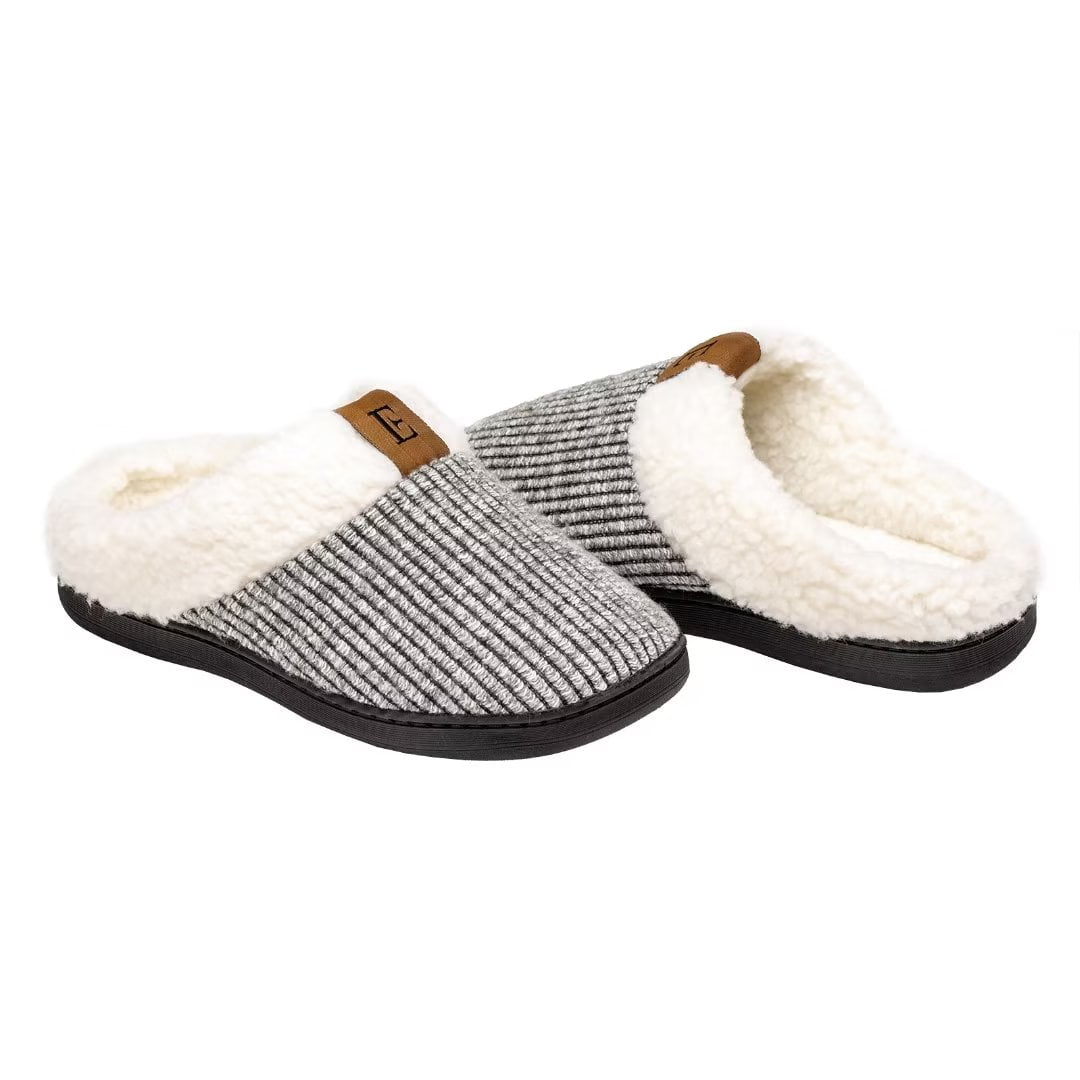 Generic Fuzzy Slipper for Women, Memory Foam, Fur Lined, Rubber Sole ...