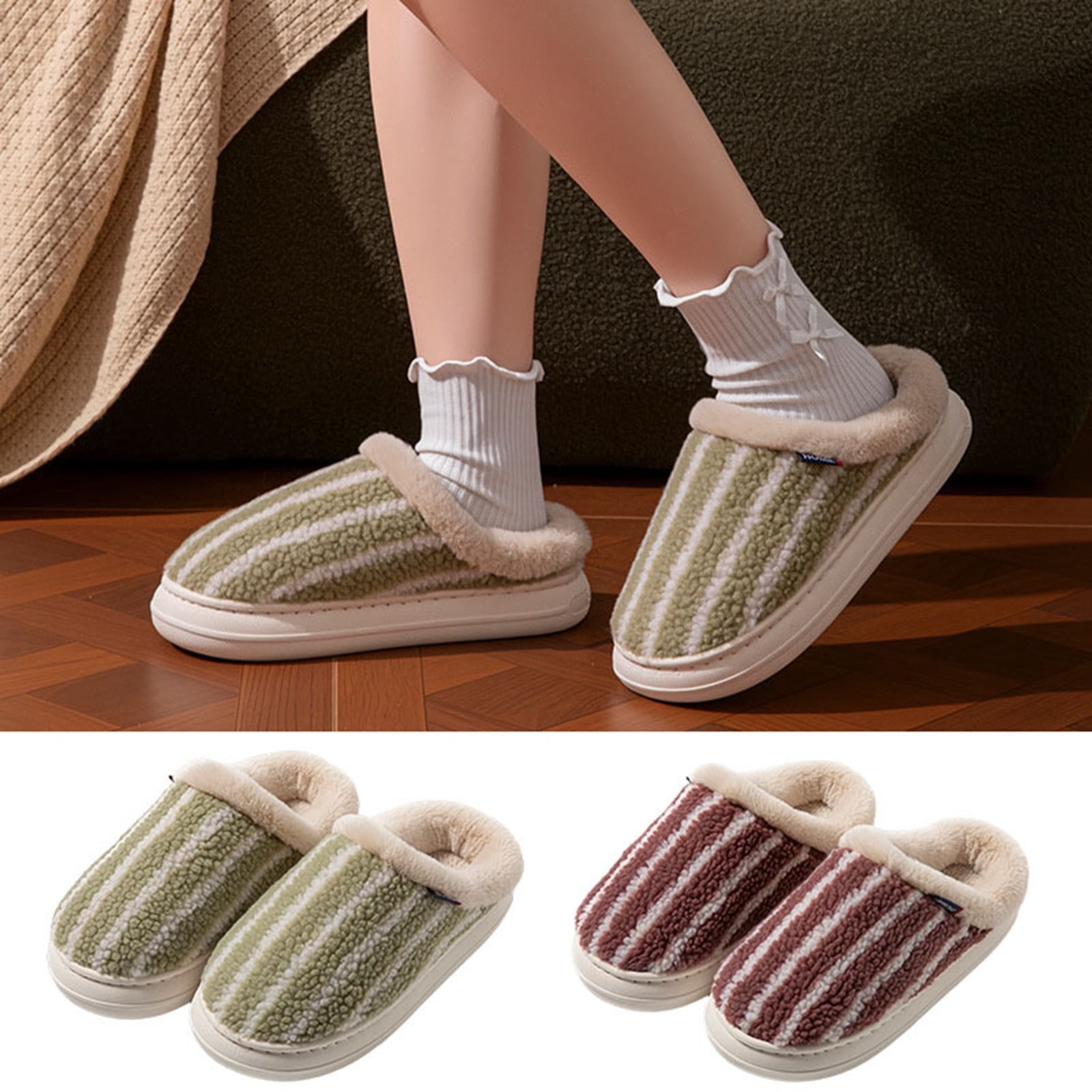 Fuzzy Slippers For Women, Womens Slippers Indoor Outdoor With Memory ...