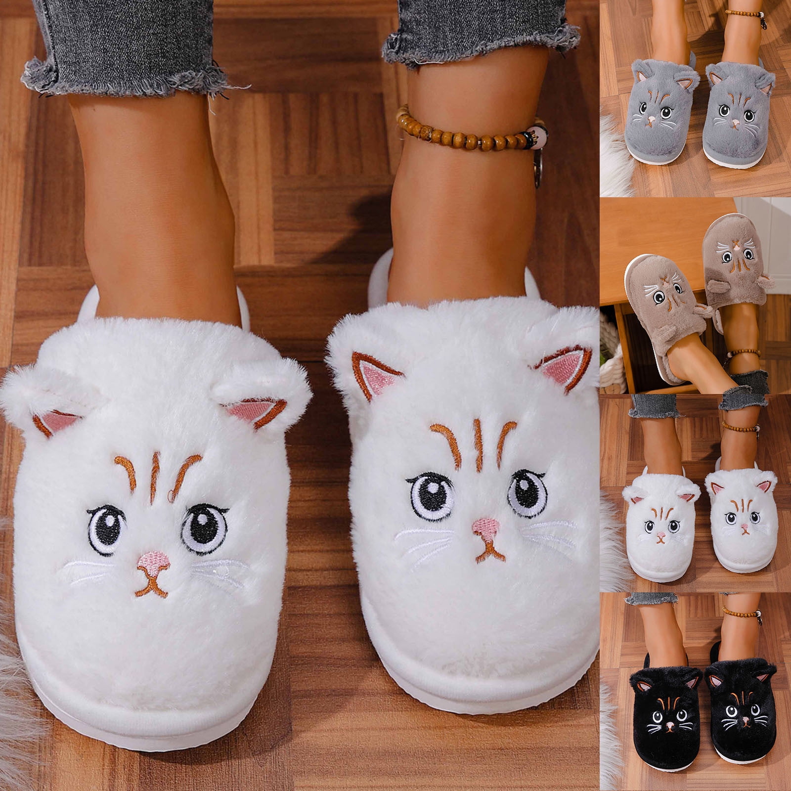 Fuzzy Slippers Women Fuzzy House Slippers With Memory Foam Slip On ...