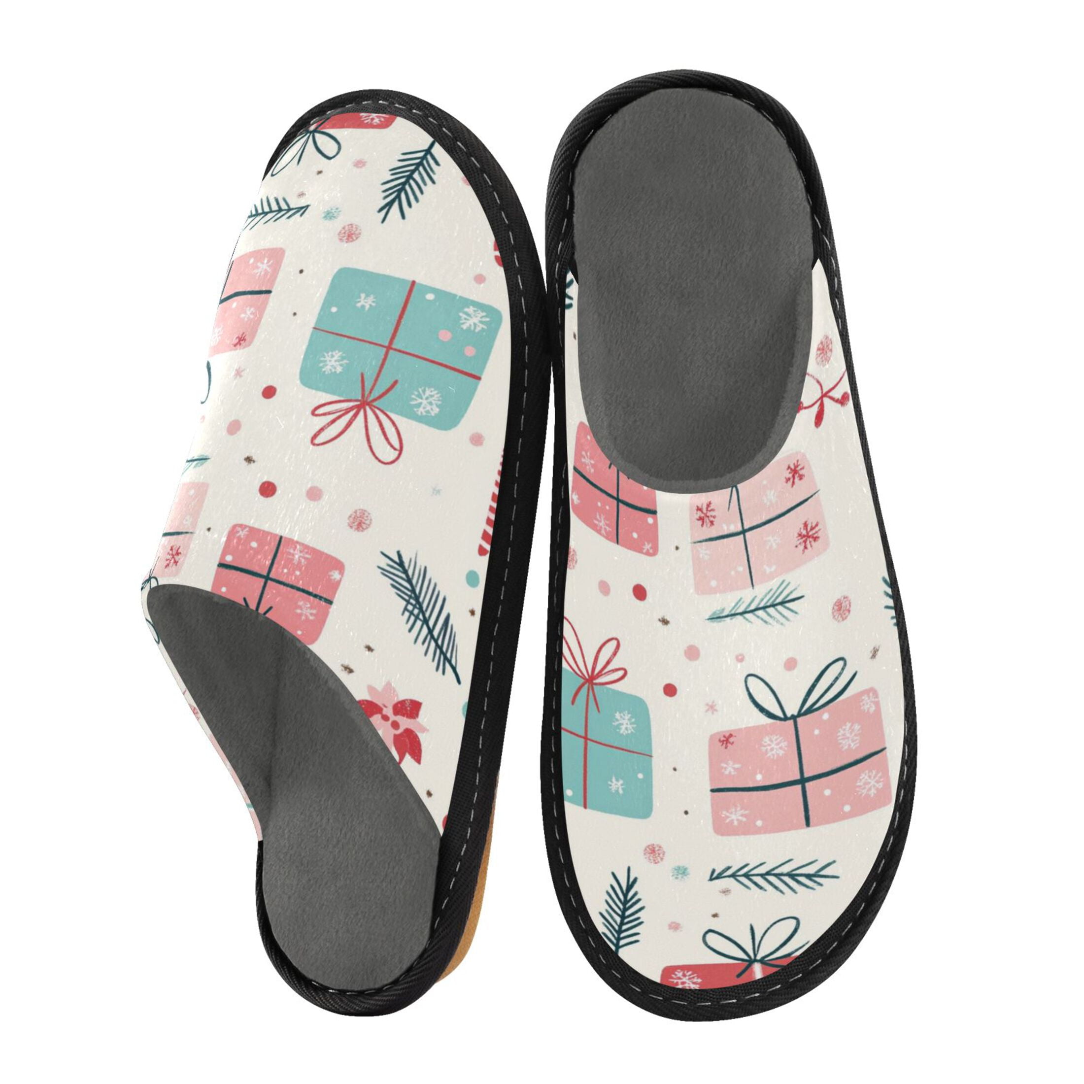 Fuzzy Slippers Women and Men Non-slip Fuzzy Flat Slippers House Bedroom ...