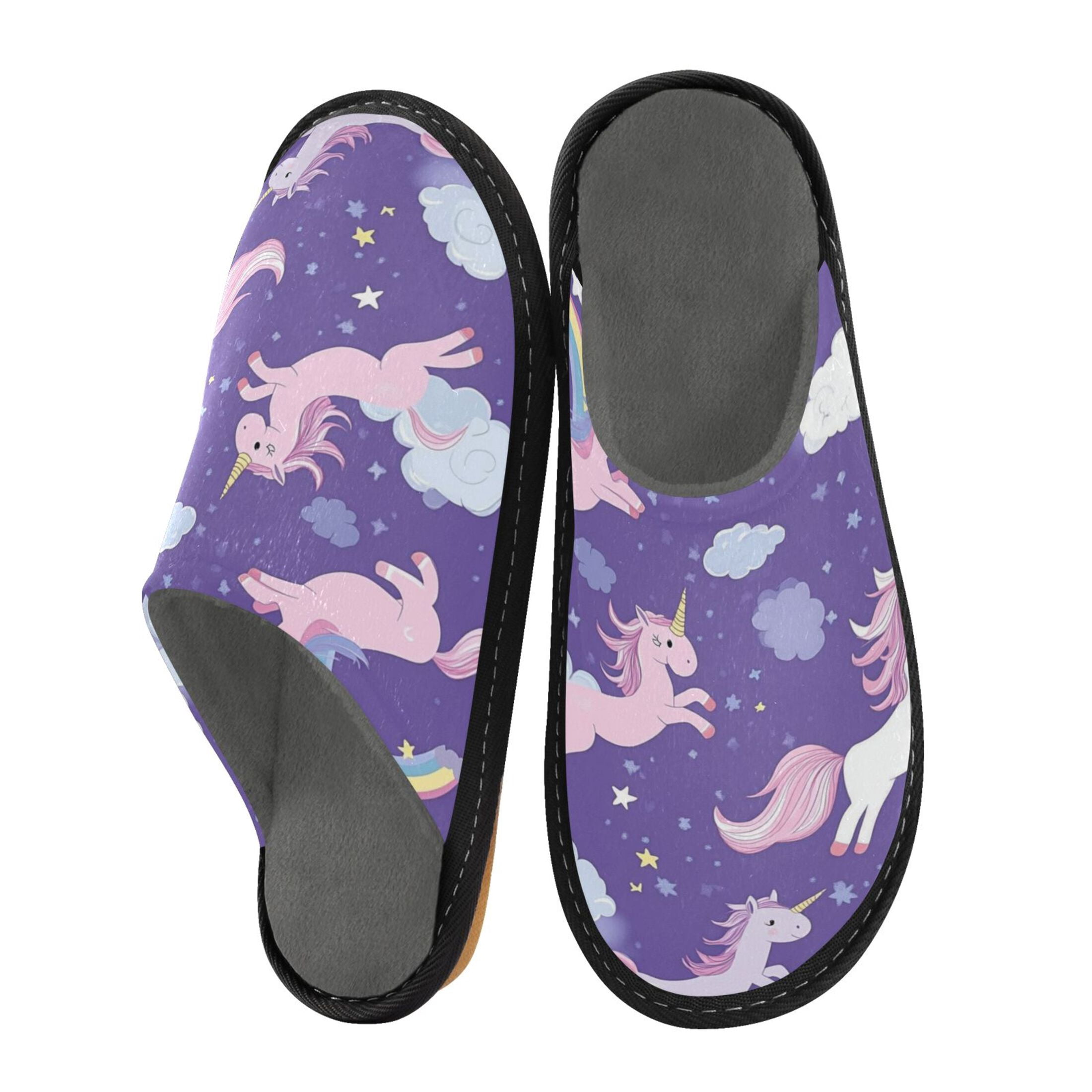Fuzzy Slippers Women and Men Non-slip Fuzzy Flat Slippers House Bedroom ...