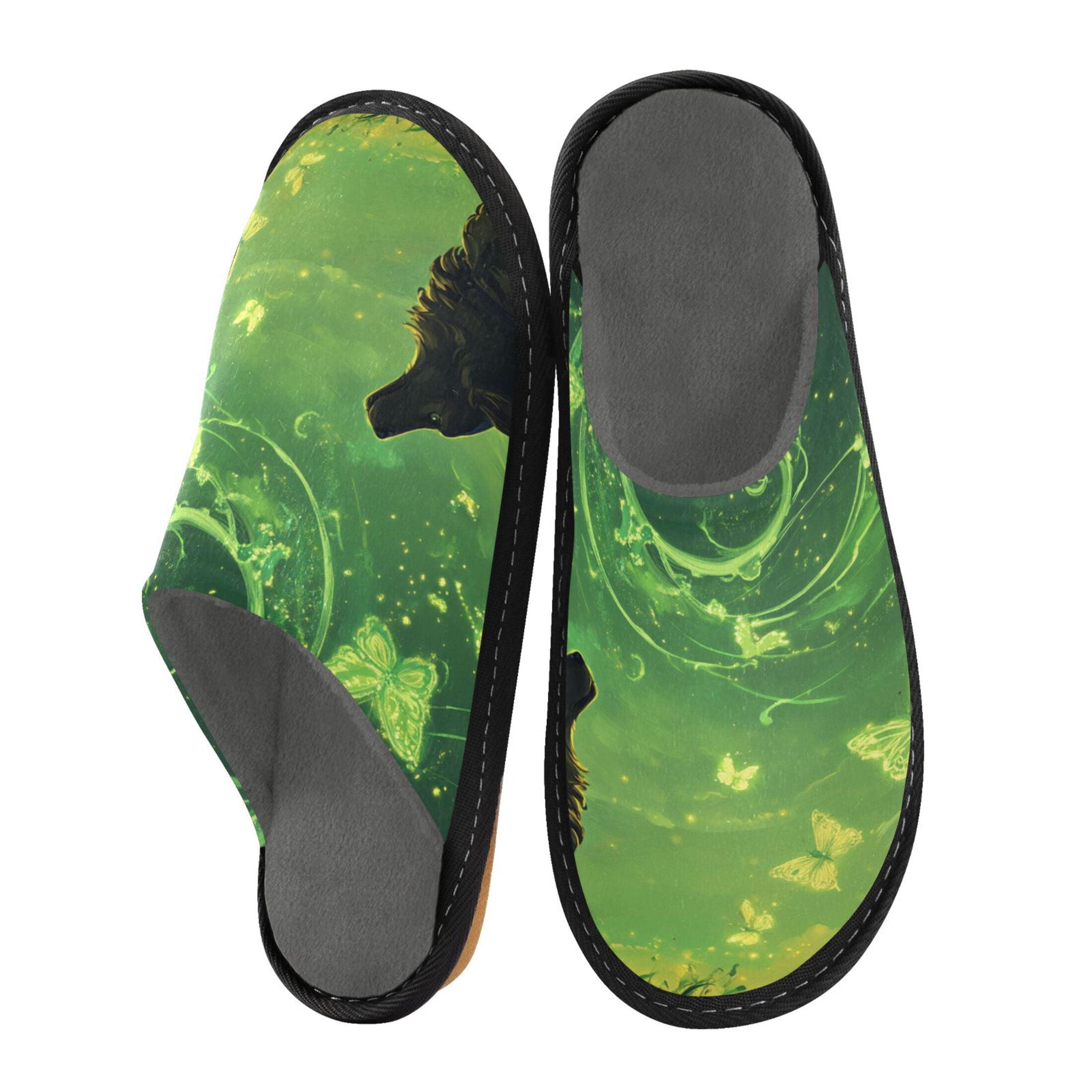 Fuzzy Slippers Women and Men Non-slip Fuzzy Flat Slippers House Bedroom ...