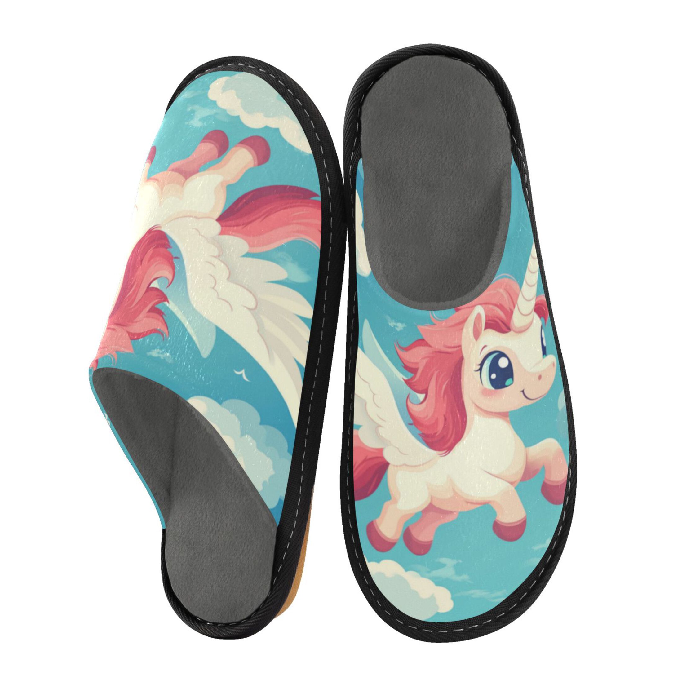 Fuzzy Slippers Women and Men Non-slip Fuzzy Flat Slippers House Bedroom ...