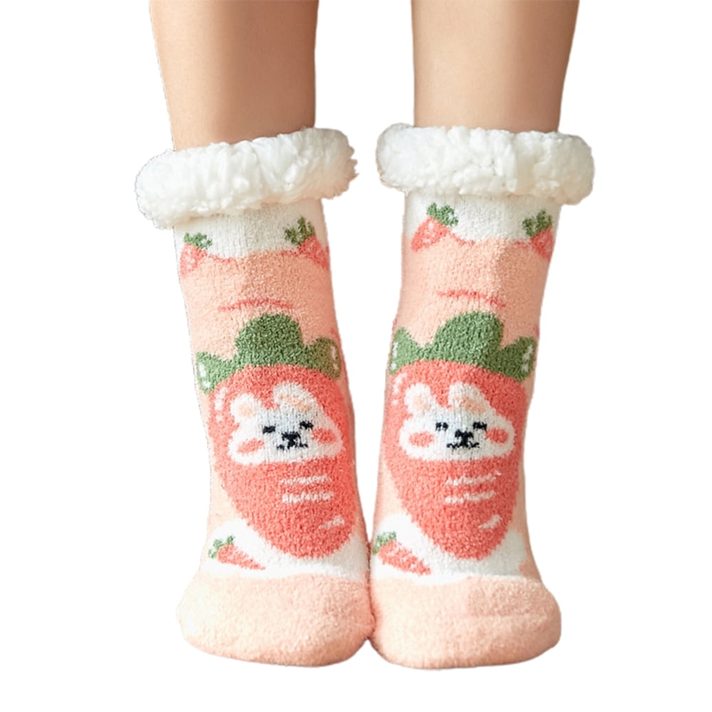 Fuzzy Socks Cute Colorful Warm Plush Soft Slipper Sock Sleep Stocking ...
