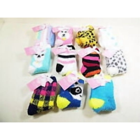 Fuzzy Socks Women Assorted Patterns Prints 99% Polyester 1% Spandex ...