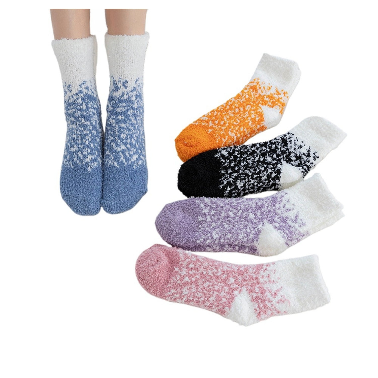 Fuzzy Socks for Women 5 Pairs Fluffy Cozy Plush Soft Slipper Socks for ...