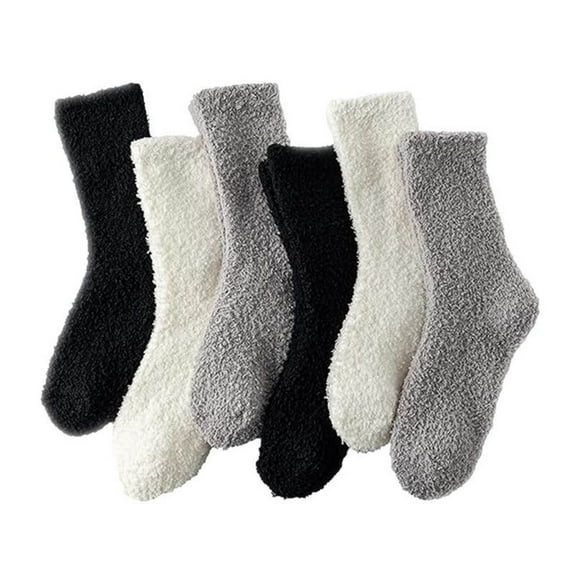 Fuzzy Socks for Women 6-Pair Pack, Ultra Soft Plush Crew Socks, Black ...