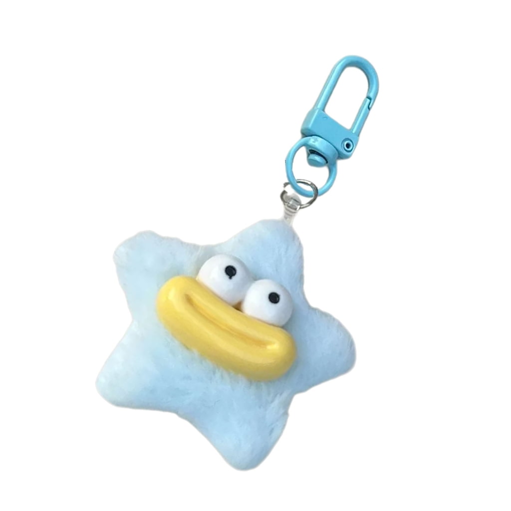 Fuzzy Star Keychain With Weird Design Soft Bag Charm For Women Cold ...