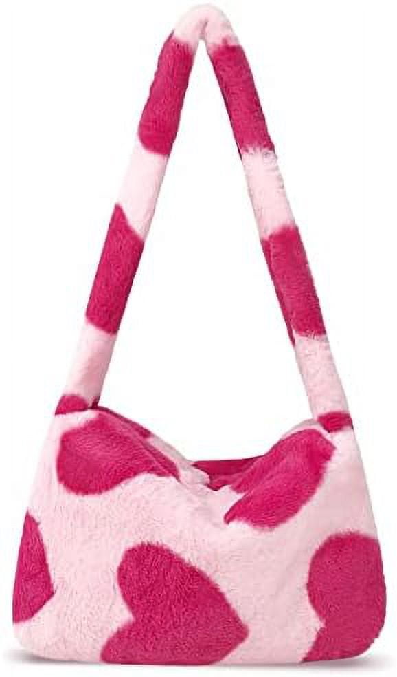 Fuzzy Tote Bag Y2k Fluffy Shoulder Bag Women Furry Purse Large Cute