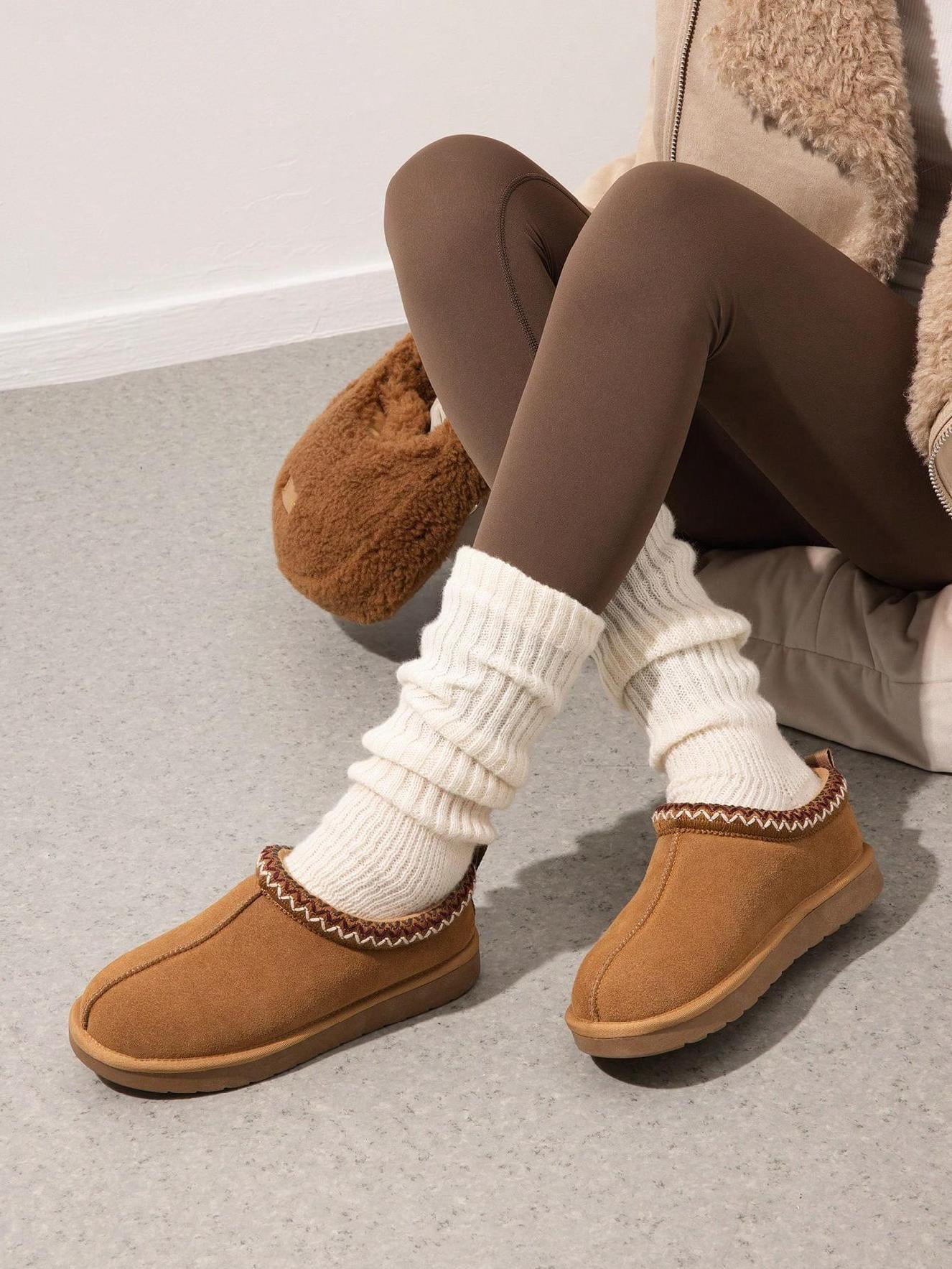 Fuzzy Women's Fashion Slippers - Genuine Suede Leather, Fluffy Indoor ...
