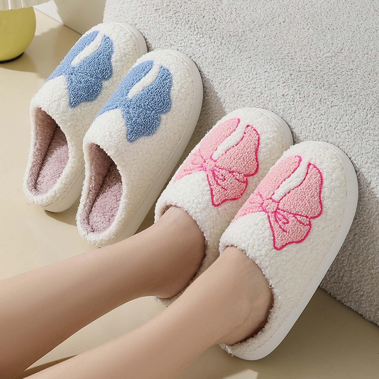 Fuzzy Women's Slip On Fuzzy Slippers Memory Foam House Slippers Outdoor ...