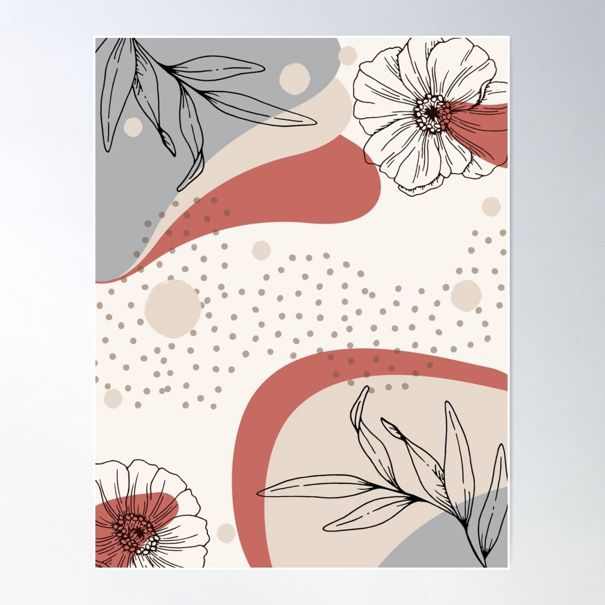 Fuzzy Wuzzy Orange And Floral White Poppy Flower Boho Abstract Design ...