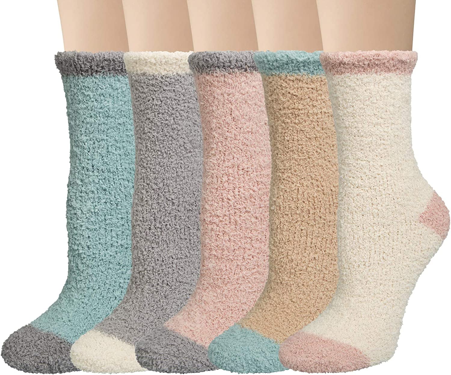Women's Winter Fuzzy Slipper Socks - Warm, Non-Slip Grip, Soft Fluffy ...