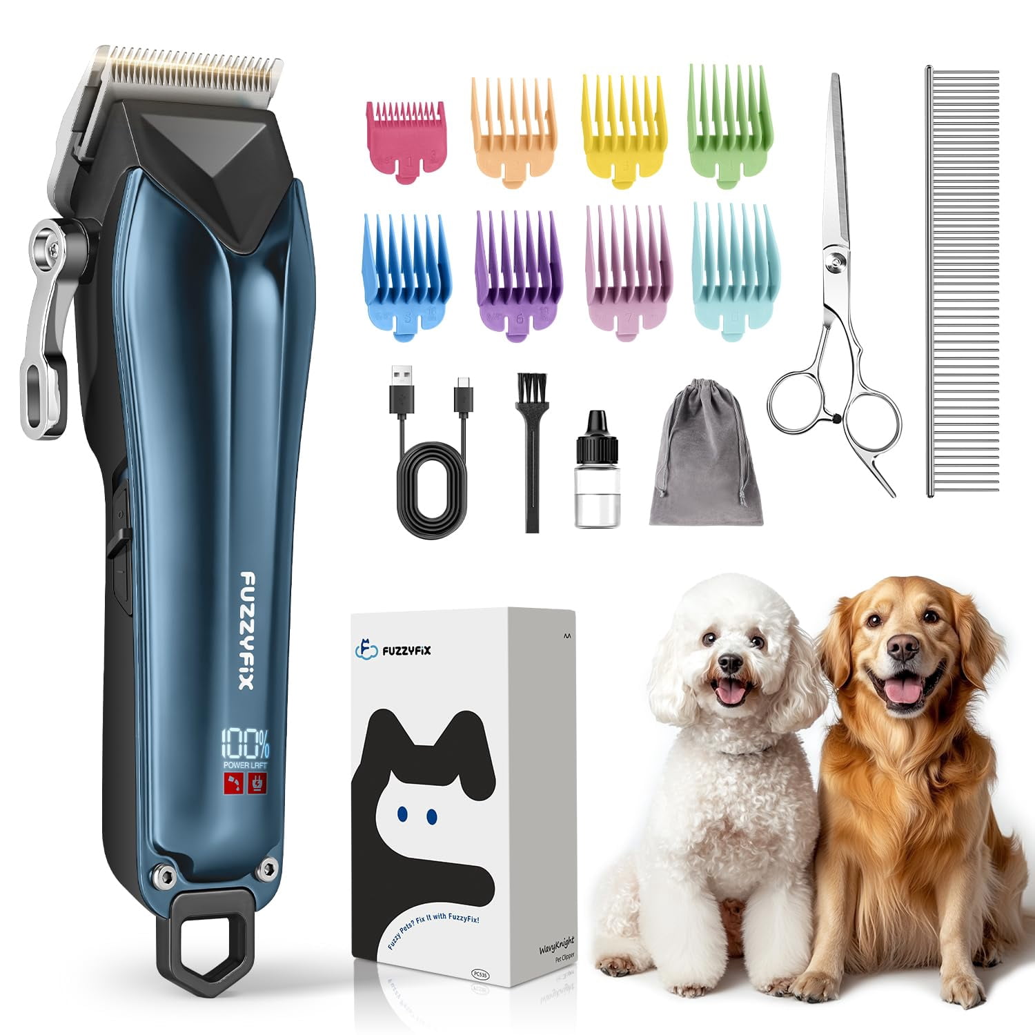 FuzzyFix Dog Clippers FEV6 for Grooming for Thick Coats, Detachable ...