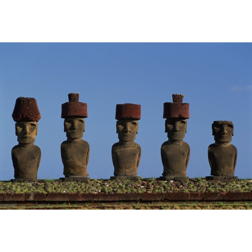 Fv3515 Dave Nunuk; Statues Moai At Ahu Ature Huki Easter Island Chile ...