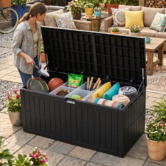 Outdoor Storage Box, 50 Gallon Waterproof Deck Box [Upgraded 3.0 ...