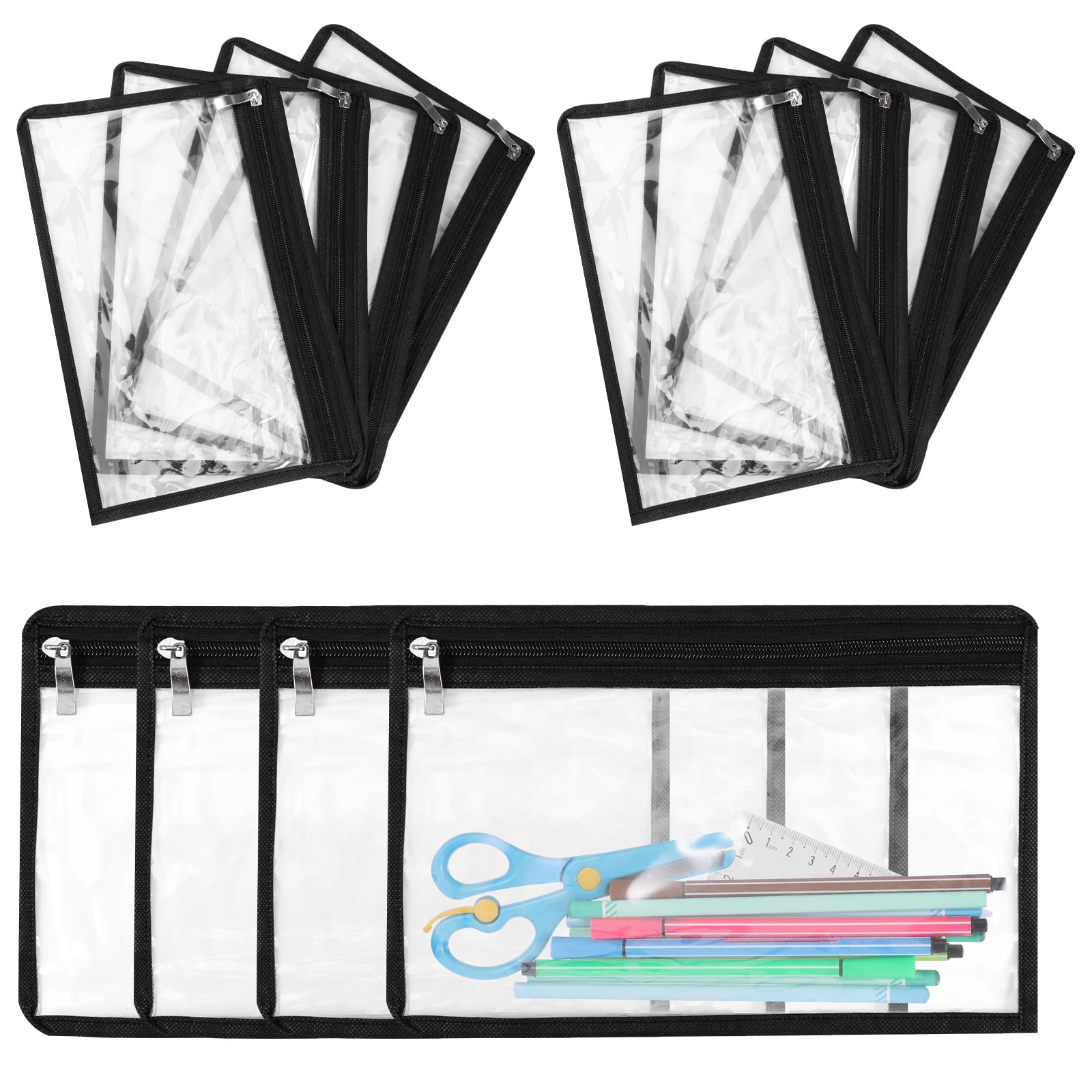 Fvkrnyz 12 Pack Clear Zipper Pencil Pouches Kit Multipurpose Portable ...