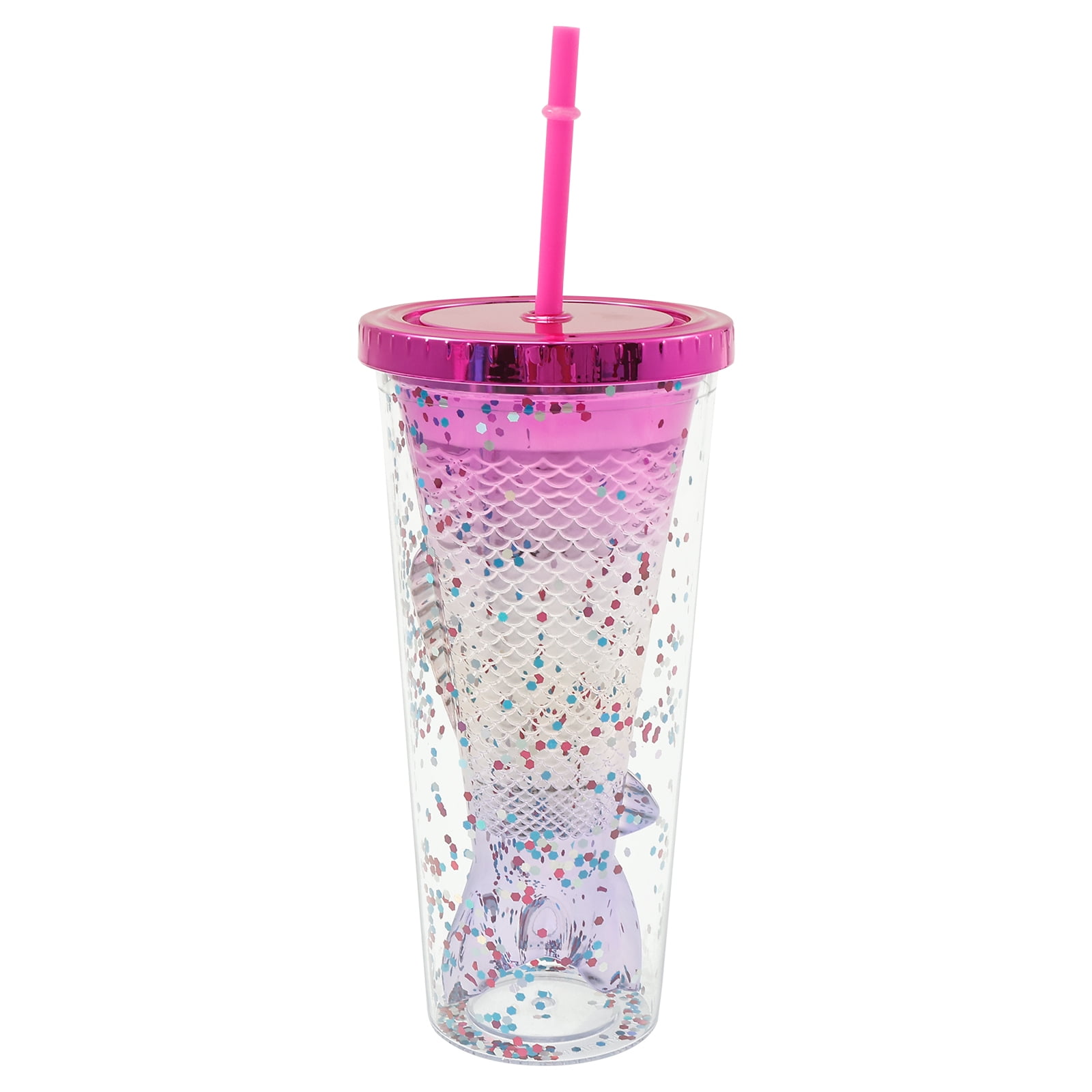 Fvkrnyz ABS Mermaid Tail Tumbler Double Mermaid Tail Straw Cup 350ml ...