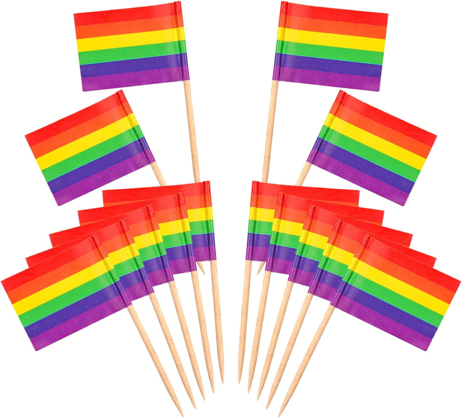 Fvomye 100 Pieces Rainbow Pride Gay Flag Toothpicks Rainbow Cupcake ...