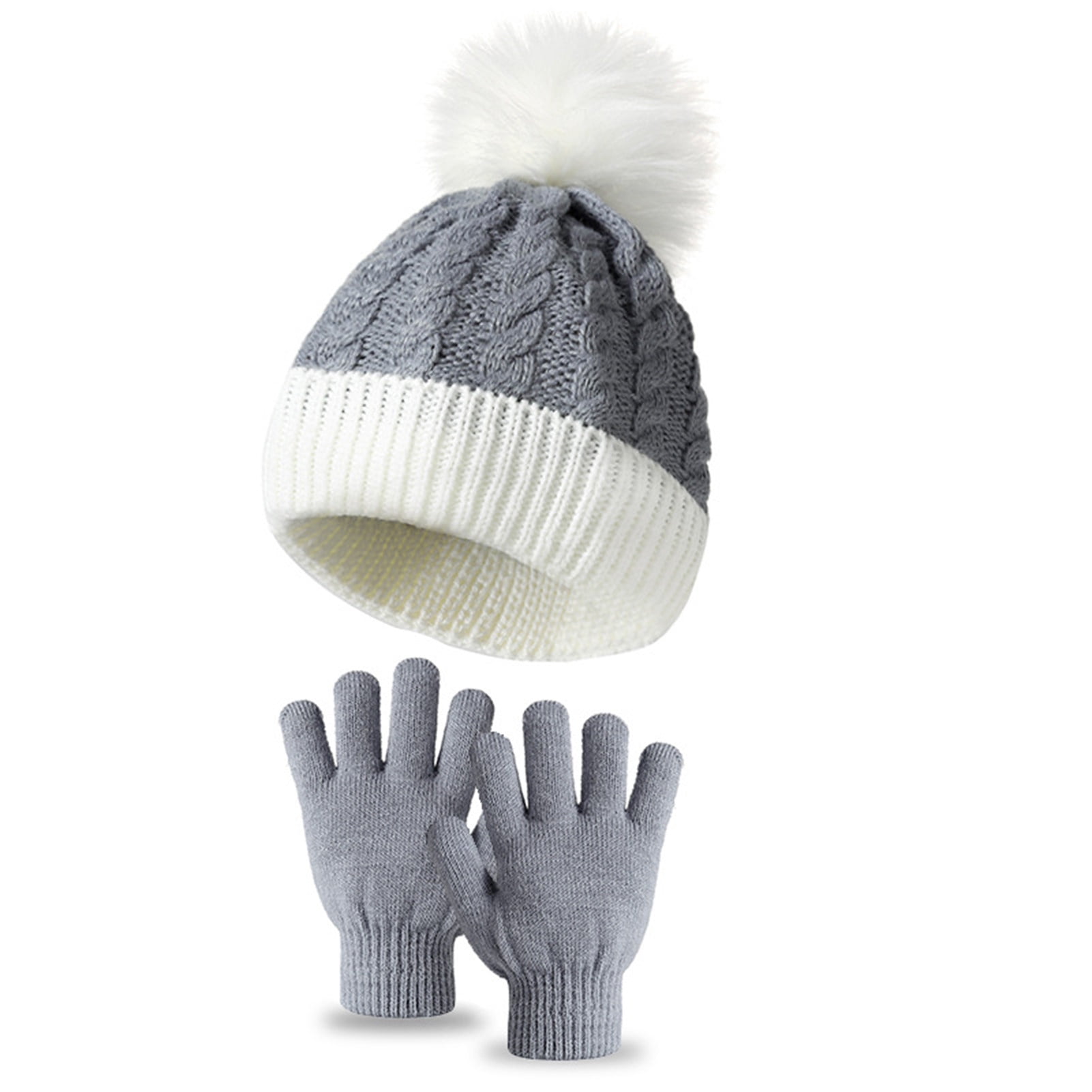 Fvsianol Boys/girls Hat And Mittens Set Jacquard Design Winter Hat And ...