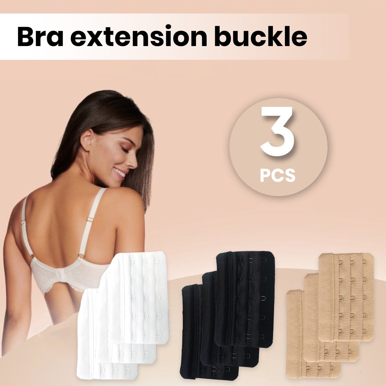 Fvsianol Bra Extension Buckle Bra Strap Extender 3Pcs 9.5cm 5 Hook Women Bra Extension Buckle ...