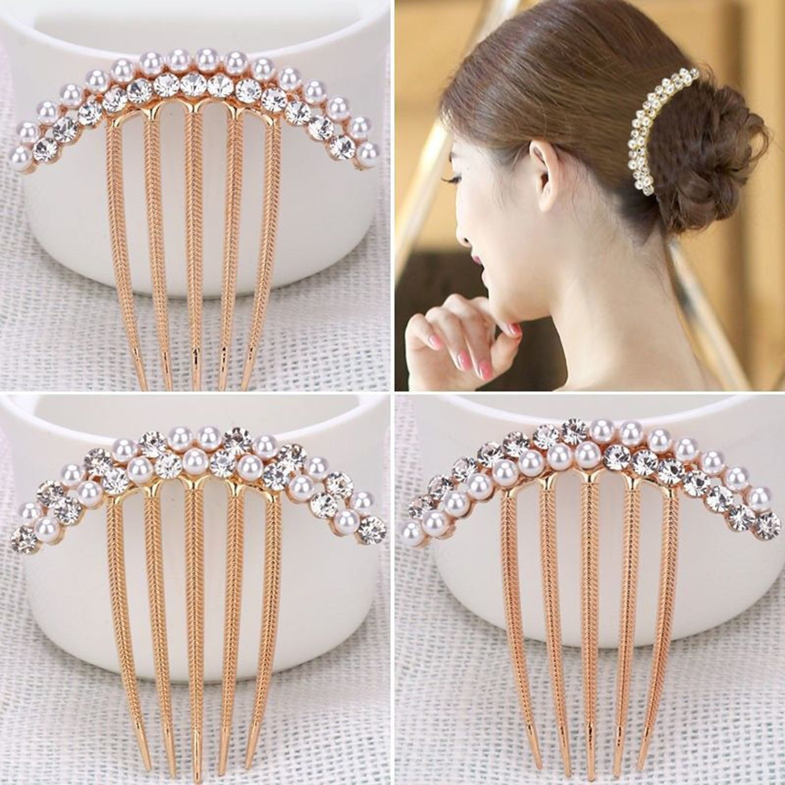 Fvsianol Long Hair Hair Comb Lightweight Hair Comb Elegant Faux Pearls ...