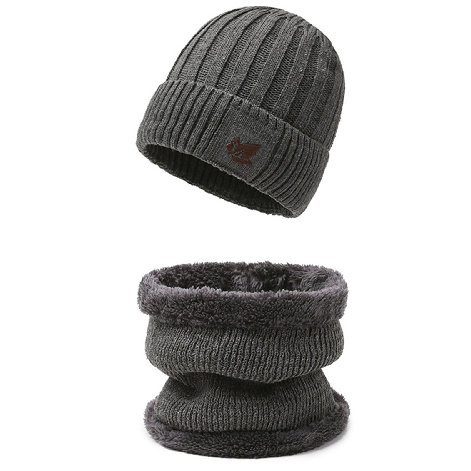 Fvsianol Thermal Scarf Hat Knitted Hat Scarf Set Women Men Winter Solid ...