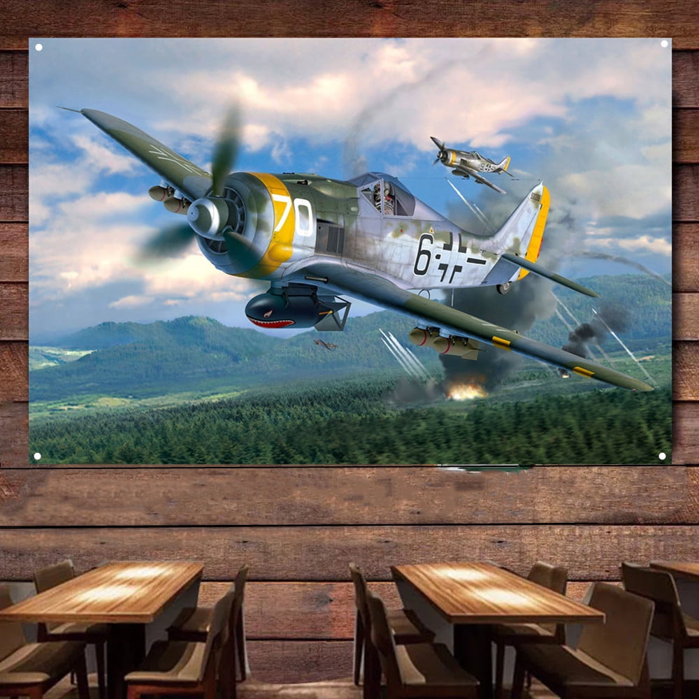 Fw-190F-8 German WWII Fighter Jet Tapestry Wall Art - 38" x 57 ...