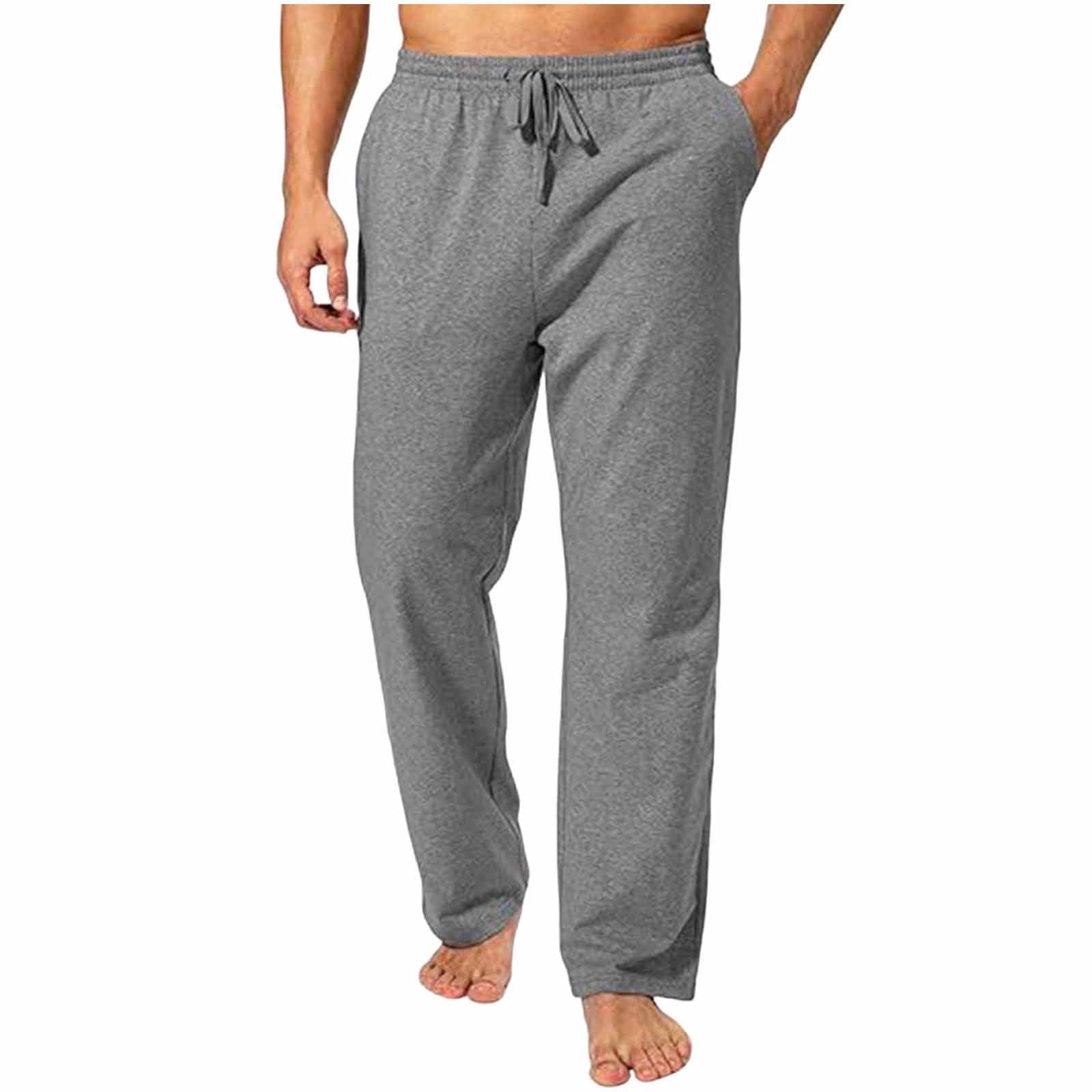 Fwqbns Men's Solid Color Casual Sweatpants with Pockets, Breathable ...