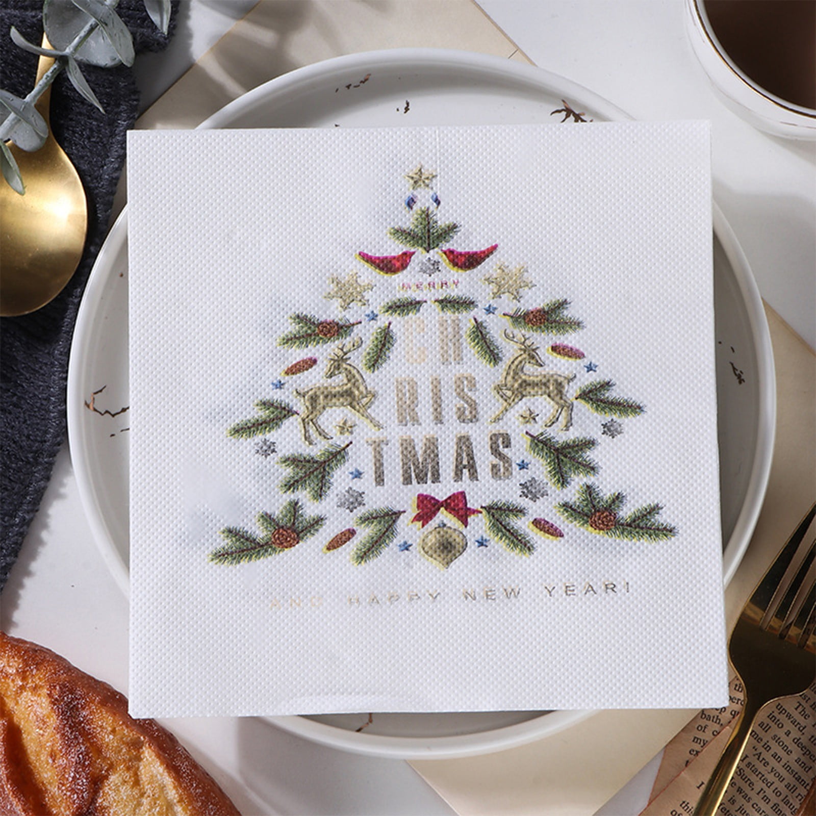 Fwttom 20 pcs Christmas Napkins Plaid Napkins Disposable, Plaid Paper ...