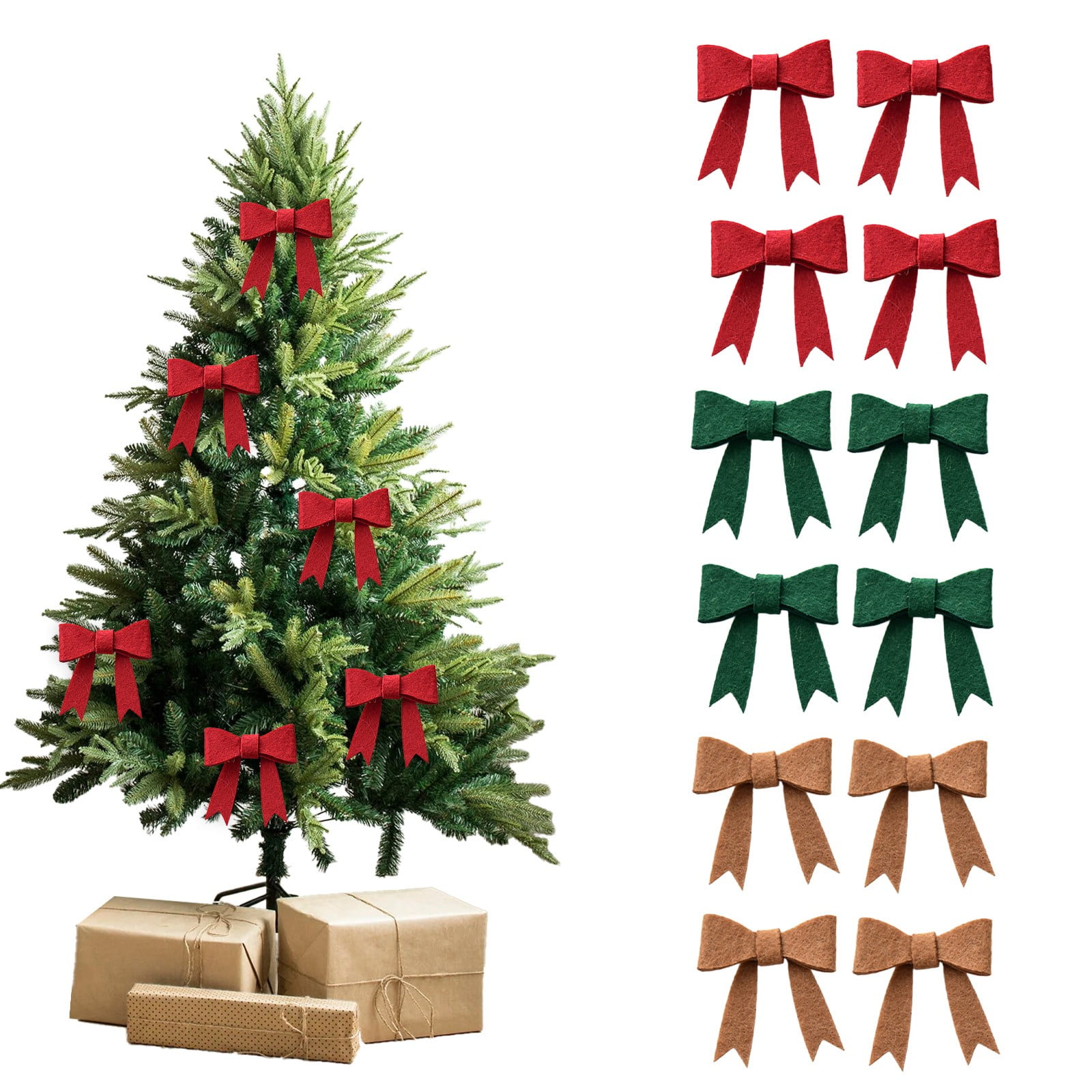 Fwttom 4 pcs Christmas Tree Decorations Christmas Bows, Classical ...