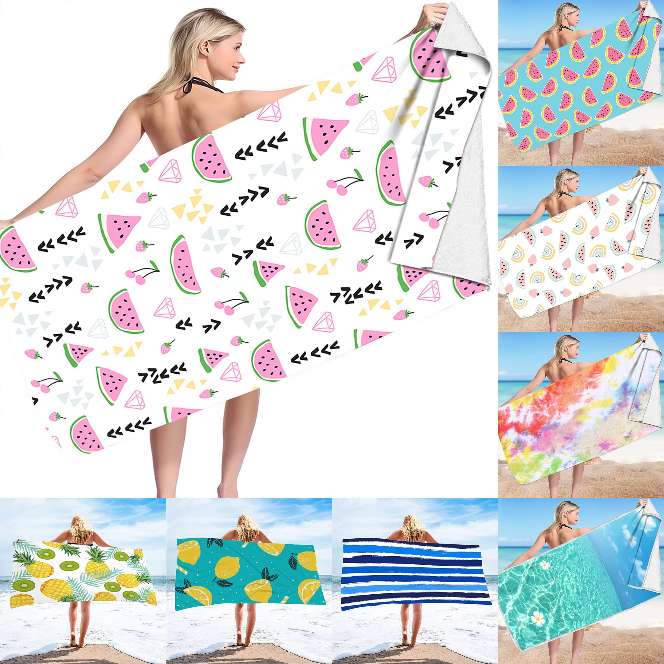 Fwttom Beach Towel Oversized - Microfiber Towel Shawl Sandproof ...