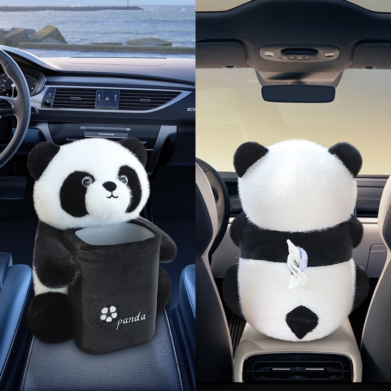 Fwttom Car Tissue Box Cover, Mulit-function Car Tissue Box Trash Can 2 ...